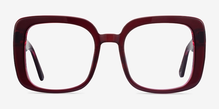 Heather - Square Burgundy Frame Glasses For Women | EyeBuyDirect