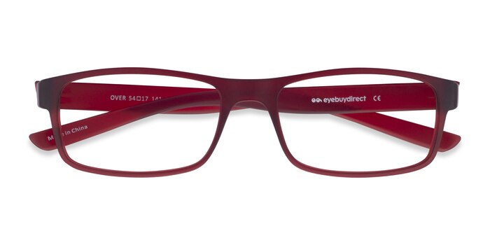 Over Rectangle Dark Red Frame Glasses For Women Eyebuydirect